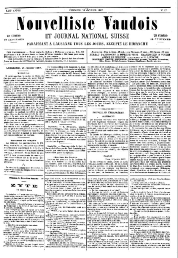 Nouvelliste vaudois et journal national suisse | Scriptorium