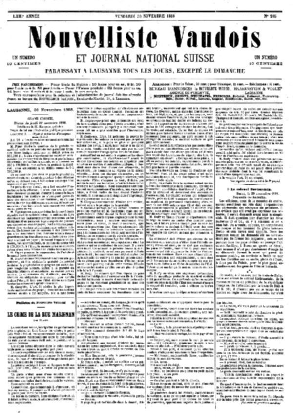 Nouvelliste vaudois et journal national suisse | Scriptorium
