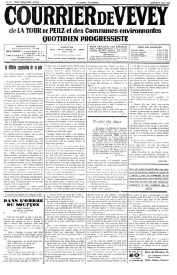 Courrier de Vevey, la Tour-de-Peilz et communes environnantes | Scriptorium