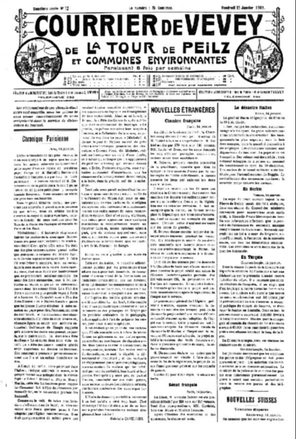 Courrier de Vevey, la Tour-de-Peilz et communes environnantes | Scriptorium