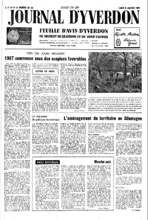 Journal d’Yverdon, Feuille d’Avis d’Yverdon, du district de Grandson et du Nord vaudois ...