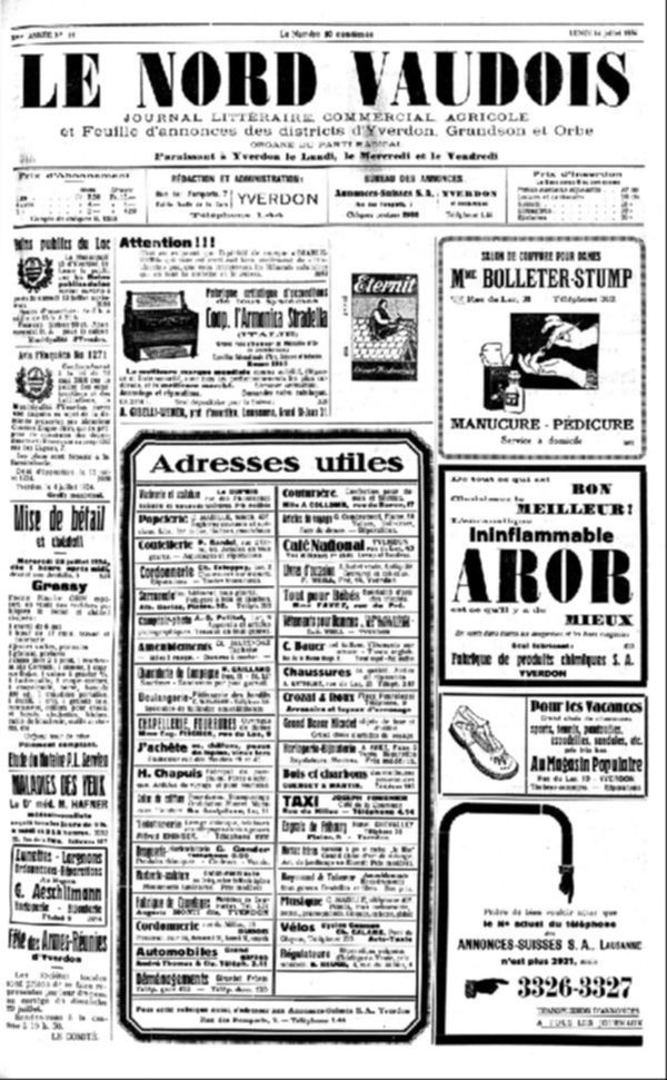 Le Nord Vaudois : journal littéraire, commercial et agricole et Feuille d’annonces des districts ...