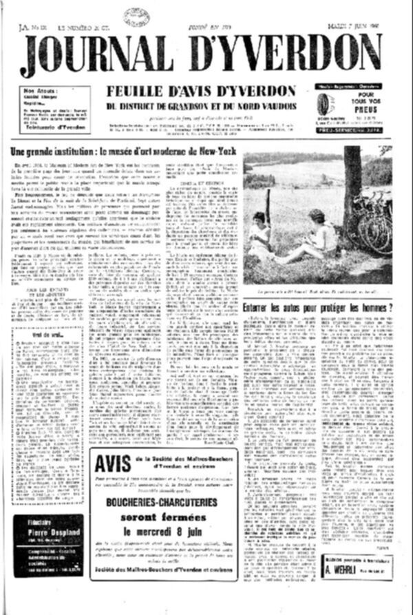 Journal d’Yverdon, Feuille d’Avis d’Yverdon, du district de Grandson et du Nord vaudois ...