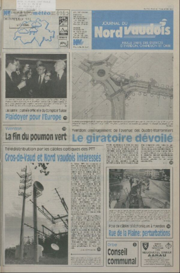 Journal du Nord vaudois, Feuille d’avis des districts d’Yverdon, Grandson et Orbe, Journal d ...