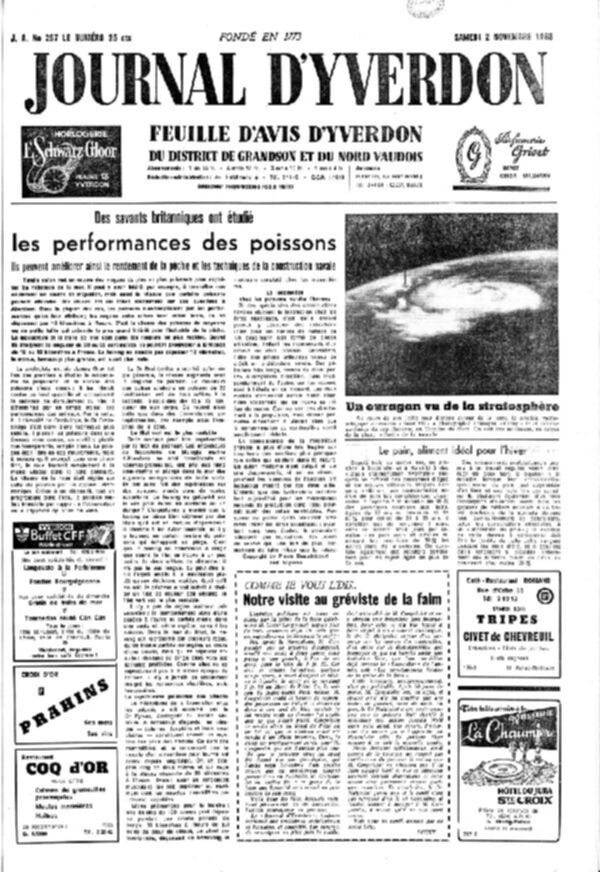 Journal d’Yverdon, Feuille d’Avis d’Yverdon, du district de Grandson et du Nord vaudois ...