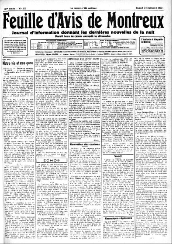 Feuille d’avis de Montreux, journal d’information donnant les dernières ...